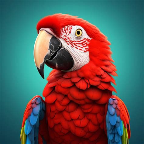 Realistic 3d Parrot Clipart With Stunning Visual Rendering Effects Premium Ai Generated Image