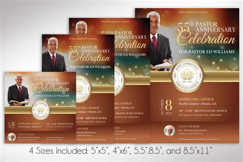 Pastor Anniversary Flyer Template For Canva Behance