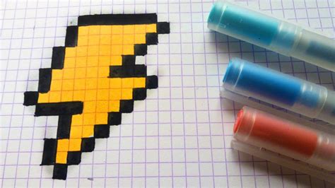 Handmade Pixel Art How To Draw A Thunderbolt Pixelart Youtube