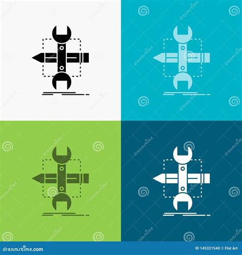 Build Design Develop Sketch Tools Icon Over Various Background Glyph Style Design Designed