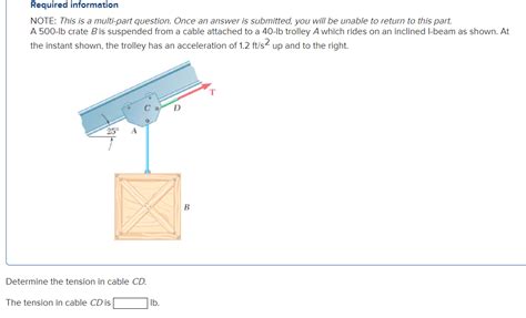 Solved A 500 Lb Crate B ﻿is Suspended From A Cable Attached