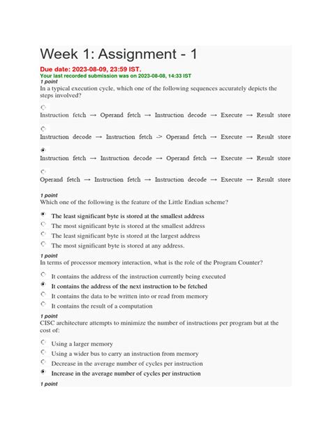 Week 1 Assignment Pdf Central Processing Unit Integrated Circuit