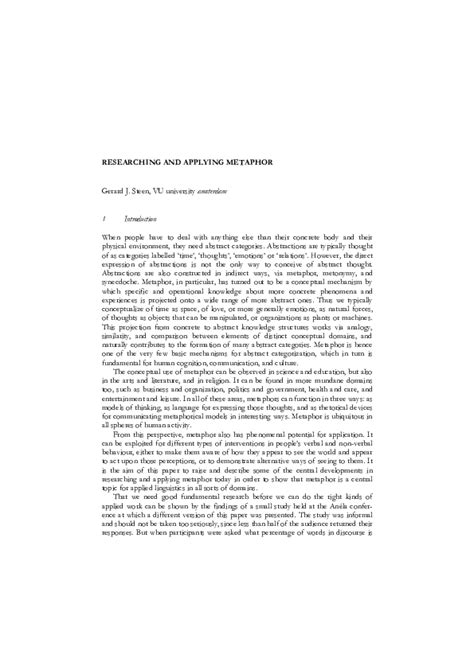 Pdf Researching And Applying Metaphor