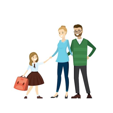 Glückliche Familie Mutter Vater und Tochter isoliert auf weißem Hintergrund Vektorgrafik