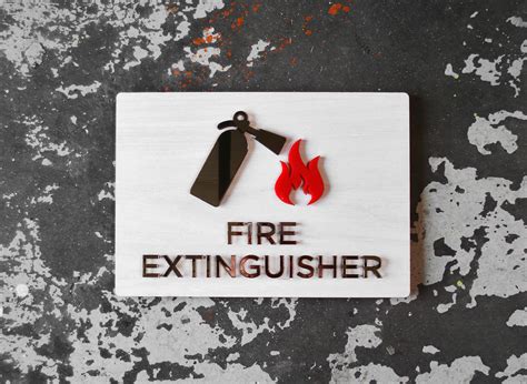 Custom Contemporary Fire Extinguisher Sign Mirrored Acrylic On