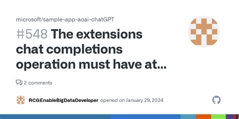 The Extensions Chat Completions Operation Must Have At Least One