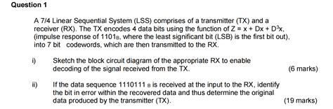 Question 1 A 74 Linear Sequential System Lss