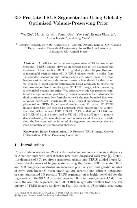 Pdf 3d Prostate Trus Segmentation Using Globally Optimized Volume
