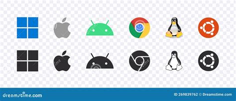 VINNITSA UKRAINE FEBRUARY OS Logo Set Windows MacOS IOS Android Ubuntu