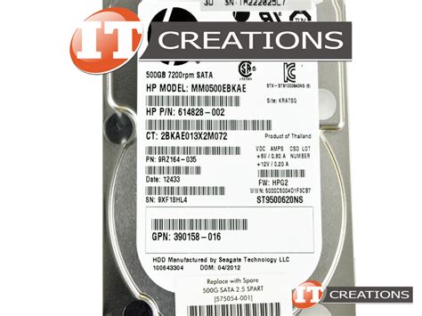 MM0500EBKAE HP 500GB 7.2k RPM SATA 2.5 Inch Hard Drive