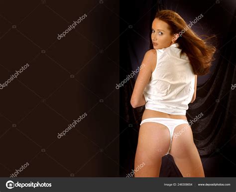Tone Butt Cheeks Backside Rear End View Curved Buttocks White Stock
