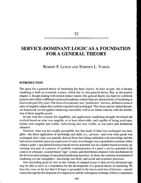 Pdf Service Dominant Logic As A Foundation For A General Theory