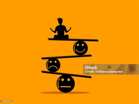 Balance Positive And Negative Thoughts Man Balances A Smile And A Sad