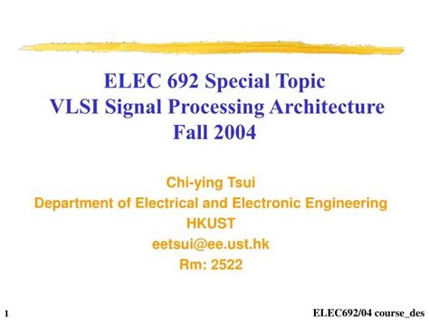 Ppt Elec 692 Special Topic Vlsi Signal Processing Architecture Fall