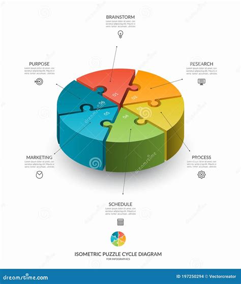 Infographic Isometric Puzzle Circular Template Cycle Diagram With Steps Pieces Parts