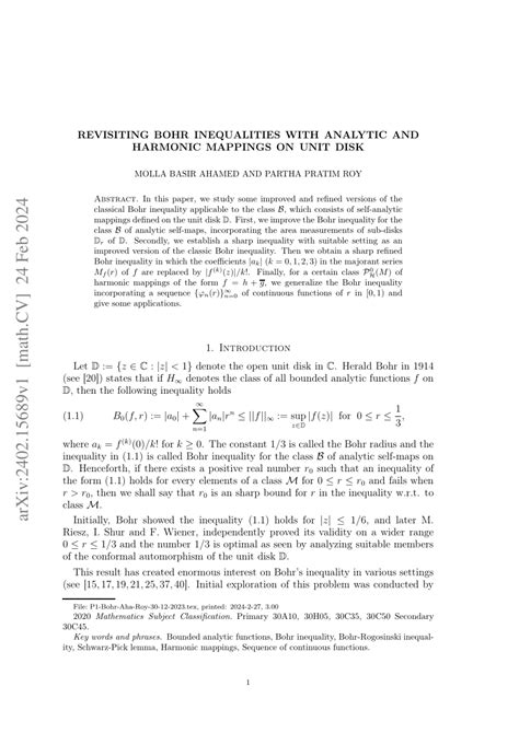 PDF REVISITING BOHR INEQUALITIES WITH ANALYTIC AND HARMONIC MAPPINGS ON UNIT DISK