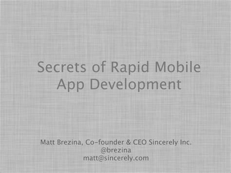 Secrets Of Rapid Mobile App Development Pdf