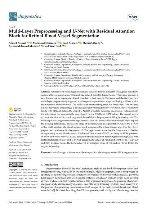Pdf Multi Layer Preprocessing And U Net With Residual Attention Block