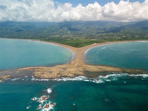 Aerial View Of Marino Ballena Park In Costa Rica Pacific Coast Stock