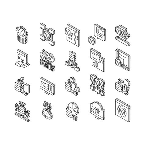 Digital Processing Collection Isometric Icons Set Vector Illustration 39308758 Vector Art At