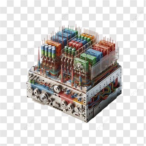 A Complex Colorful Electronic Circuit Module With Circuits Wires And