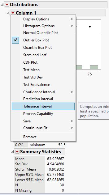 How To Get 95 99 Tolerance Interval For Non Normal Distribution Jmp User Community