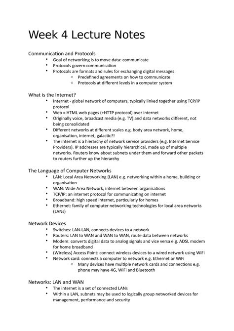 week 4 lecture notes week 4 lecture notes communication and protocols