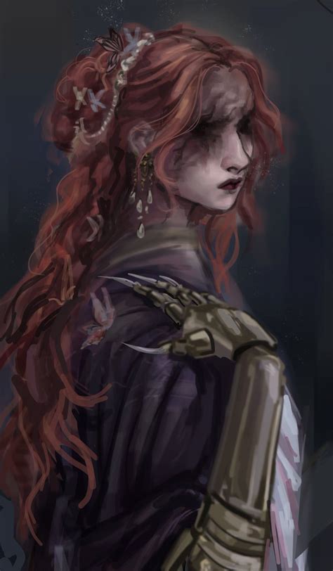 Aureocaelo Malenia Blade Of Miquella Elden Ring Highres 1girl Blind Bug Butterfly Dress