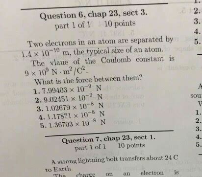 Solved Two Electrons In An Atom Are Separated By 1 4 Times Chegg Com