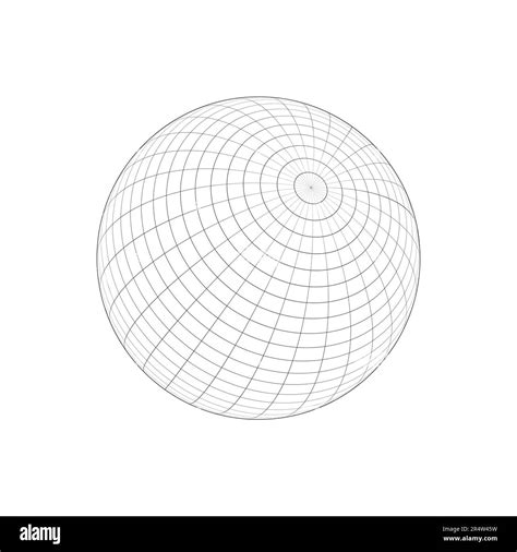 3d Sphere Wireframe Icon Isolated On White Background Orb Model