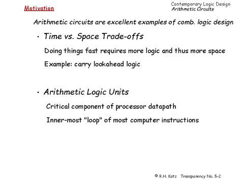 Contemporary Logic Design Arithmetic Circuits Chapter 5 Arithmetic