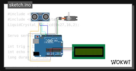 Ultrasonic Sensor With Servo And Using 16x2 Lcd I2c On Arduino Copy Wokwi Esp32 Stm32
