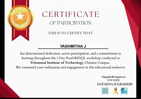 Yashmitha J On Linkedin Datadna Postgresql Intensivelearning Learningjourney Datacenter