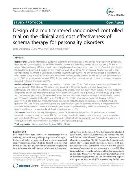 Pdf Design Of A Multicenter Randomized Controlled Trial On The Clinical And Cost Effectiveness