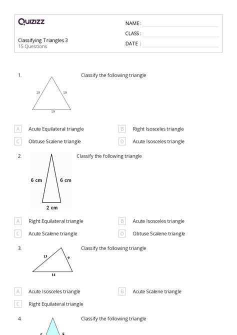 50 Classifying Triangles Worksheets For 8th Year On Quizizz Free And Printable