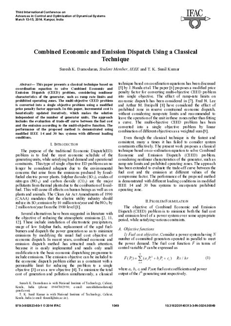 Pdf Combined Economic And Emission Dispatch Using Improved