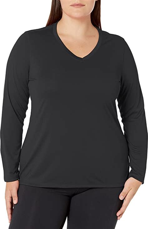 Womens Plus Size Active Cooldri Long Sleeve V Neck Tee Wf Shopping
