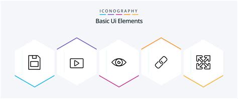 Basic Ui Elements 25 Line Icon Pack Including Arrow Pin App Paper