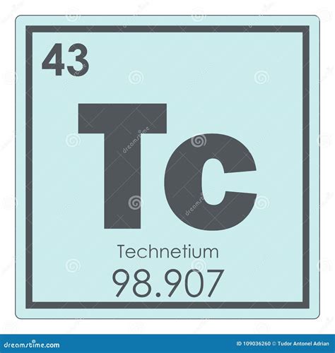 Technetium Tc Chemical Element Sign D Rendering Isolated On White Background Technetium