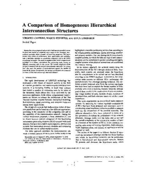 Pdf Comparing Hierarchical Interconnection Structures