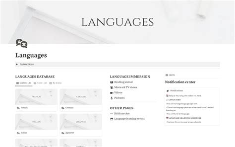 Language Learning Template By Roxanne Beaumont Notion Marketplace