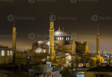 Night View Of Hagia Sophia One Of The Most Important And Visited