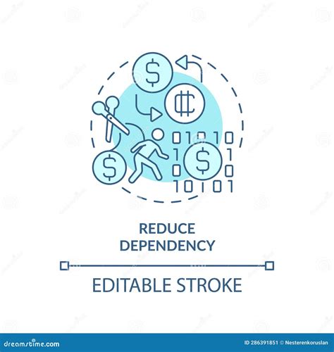 2d Reduce Dependency Blue Line Icon Concept Stock Vector Illustration