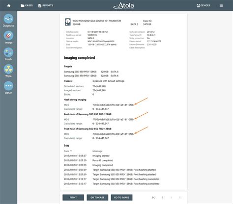 Imaging With Post Hash In Atola Taskforce Forensic Imager