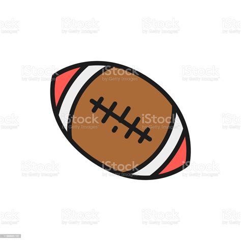 미식 축구 공 플랫 컬러 라인 아이콘입니다 흰색 배경에 격리 가죽에 대한 스톡 벡터 아트 및 기타 이미지 가죽 경기 스포츠 경쟁 Istock