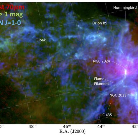 Composite Rgb Image Of The ∼ 5 Deg 2 Area Mapped In Orion B Red Pacs Download Scientific