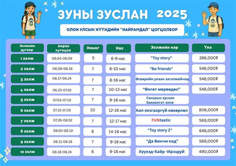 Найрамдал зуслан 2025 оны зуны ээлжийн хуваарь болон үнийн мэдээллээ танилцууллаа