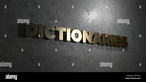 Dictionaries Gold Text On Black Background 3d Rendered Royalty Free