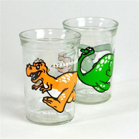 Vintage Dinosaur Welchs Jelly Jars Tyrannosaurus Rex And