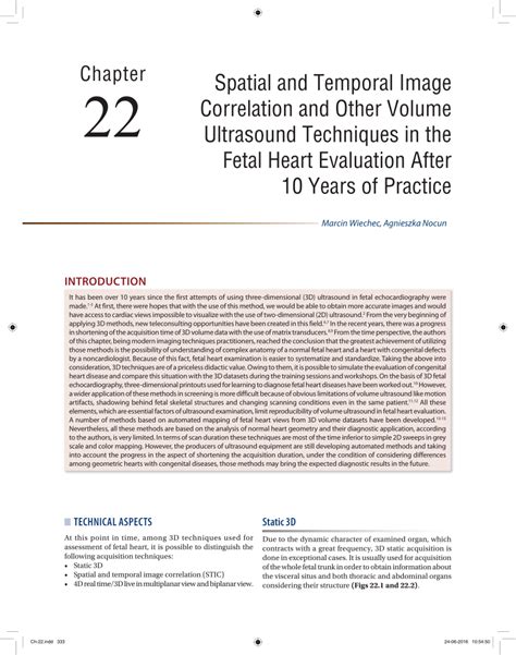 Pdf Chapter 22 Spatial And Temporal Image Correlation And Other Volume Ultrasound Techniques